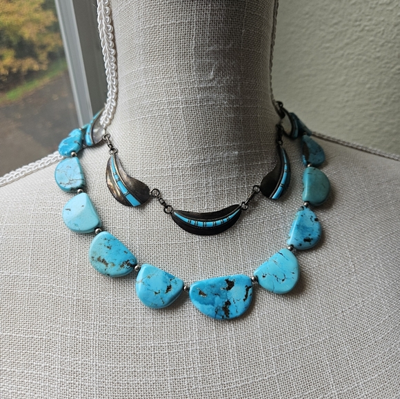 Navajo | Jewelry | Vintage Navajo Turquoise Slab Necklace | Poshmark